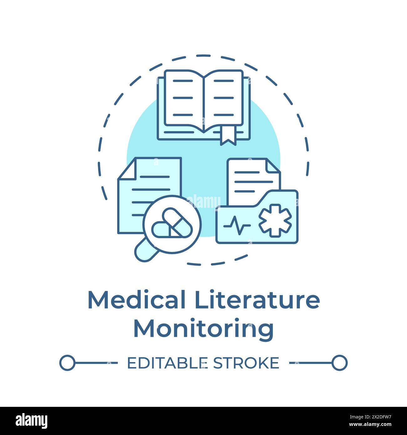 Medical literature monitoring soft blue concept icon Stock Vector Image & Art - Alamy