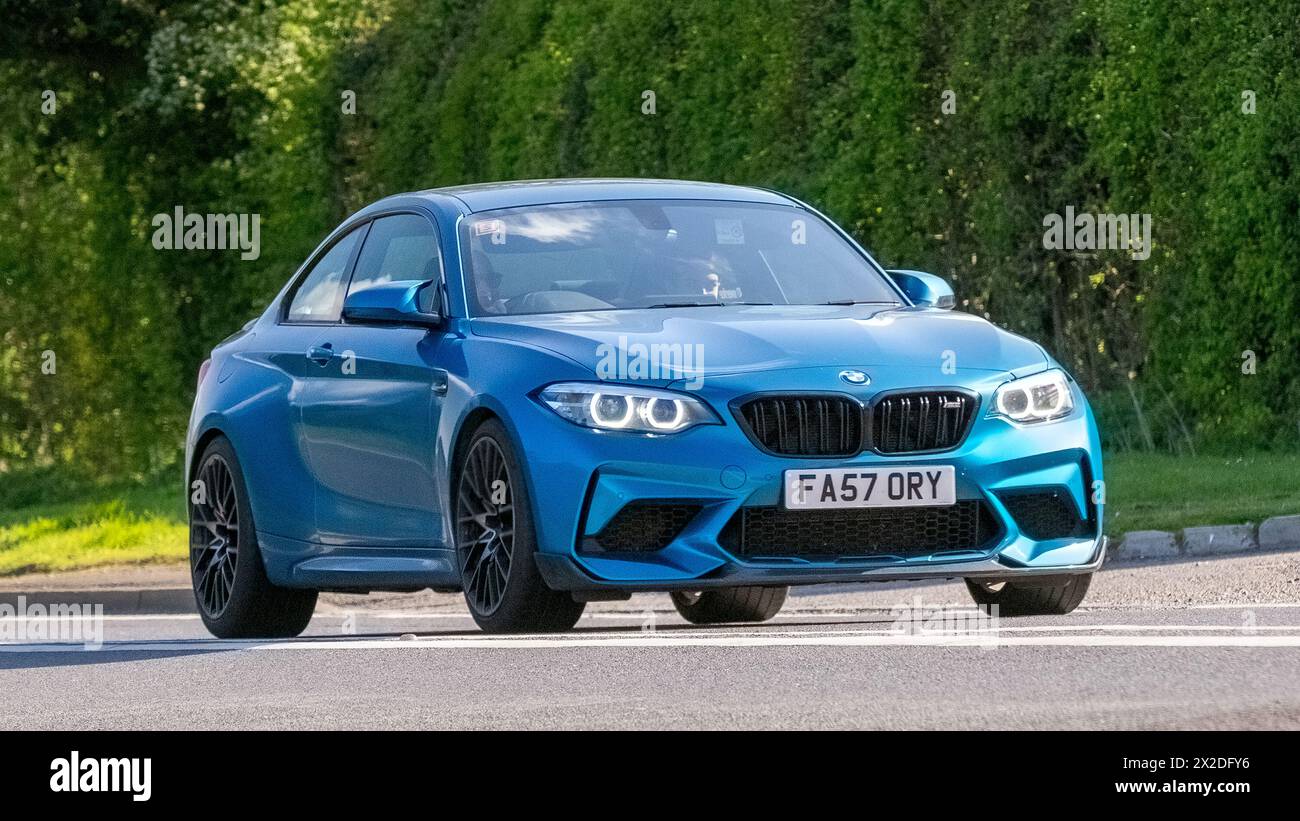 Bicester,UK- Apr 21st2024: 2019 blue BMW M2 Competition classic car ...