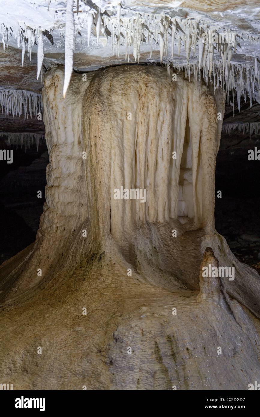 Majestic natural limestone formations in underground cave Stock Photo ...