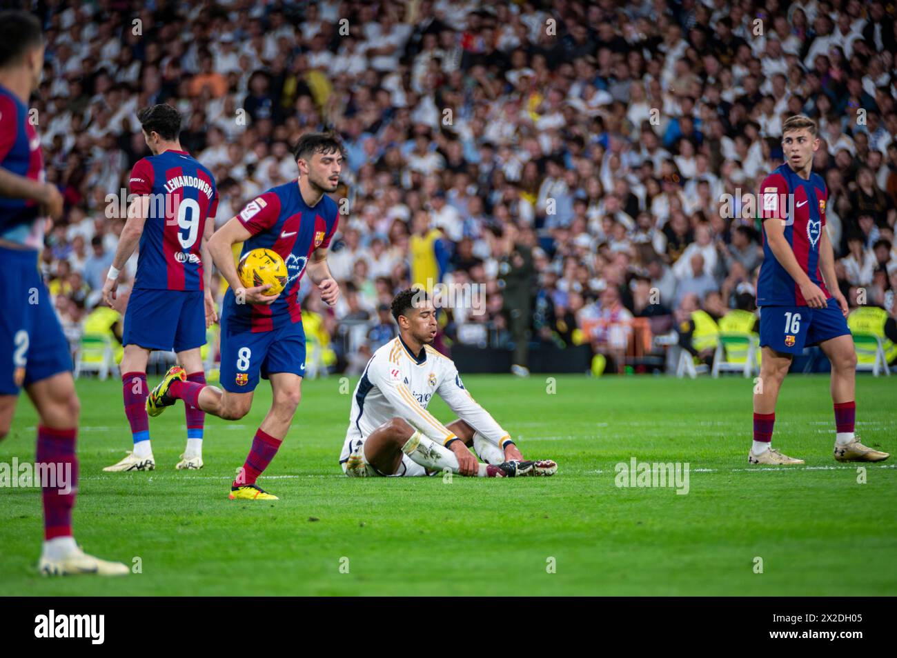 Madrid, Spain. 21st Apr, 2024. Jude Bellingham of Real Madrid (C) seen ...