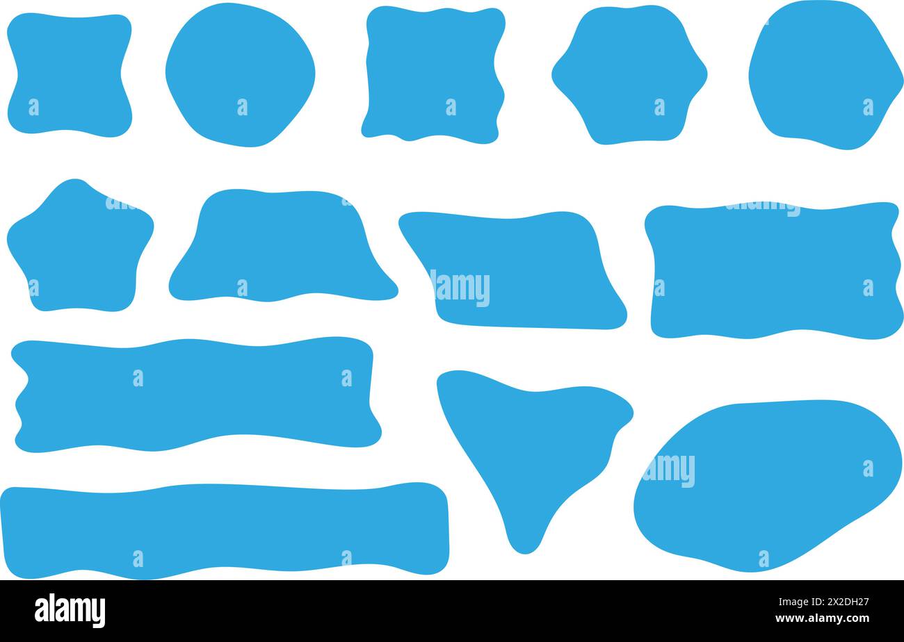 Abstract liquid shapes. Organic flat blobs. Irregular blue fluid ...