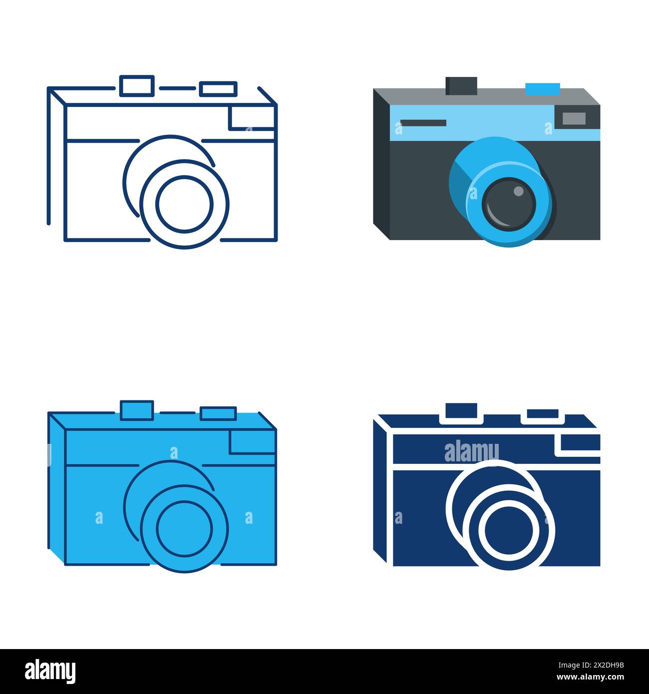 Retro photo camera icon set. Soviet style classic camera. Vector ...