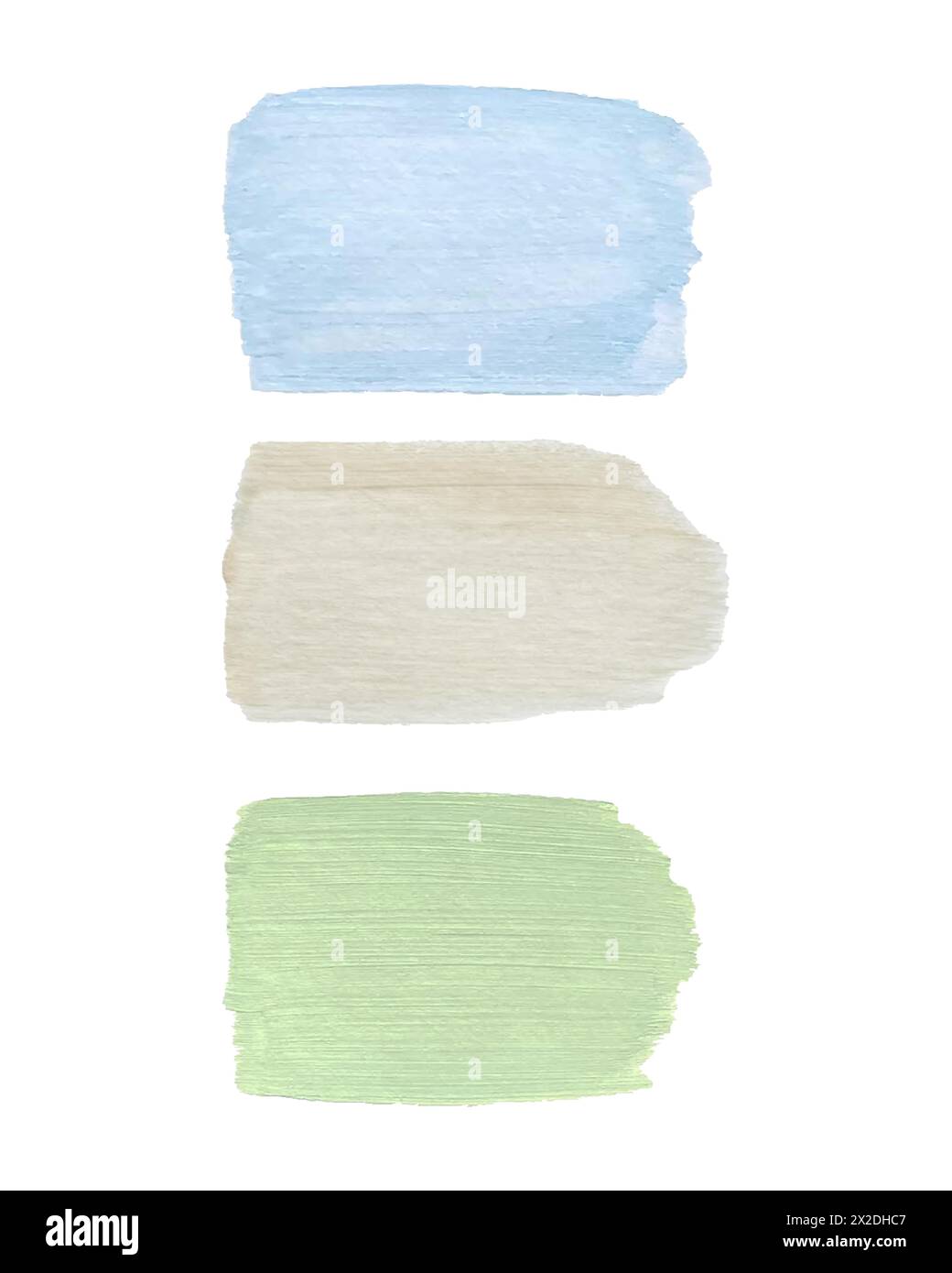 Acrylic paint strokes harmonious set blue white green. Thick layer of paint with traces of brush ...