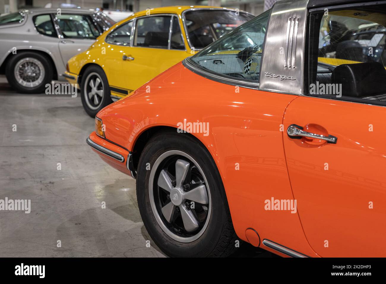 Group of Vintage Colorful Porsche 911 Collector Cars on Exhibition ...