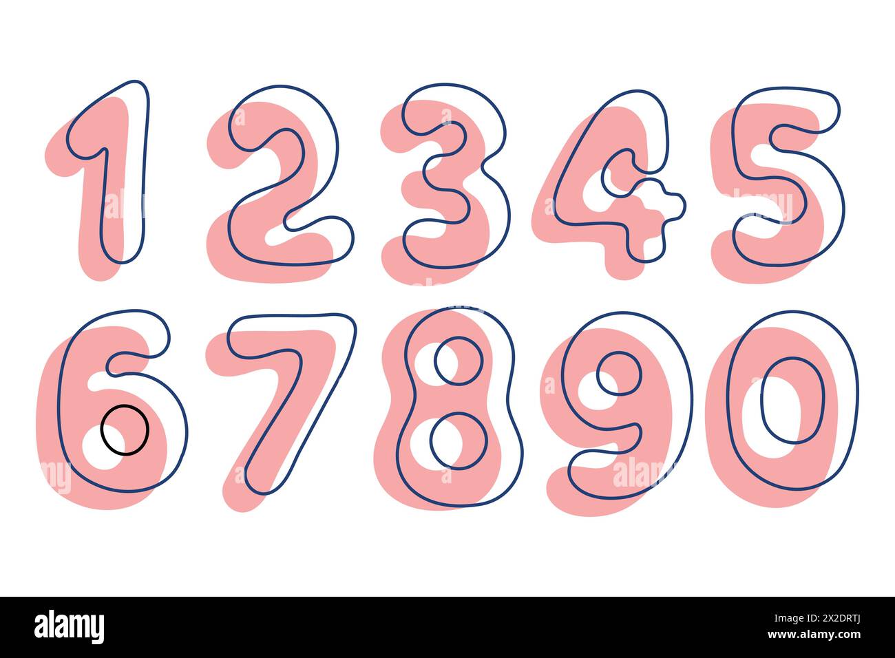 A set of line numbers on a blue background, three-dimensional numbers ...