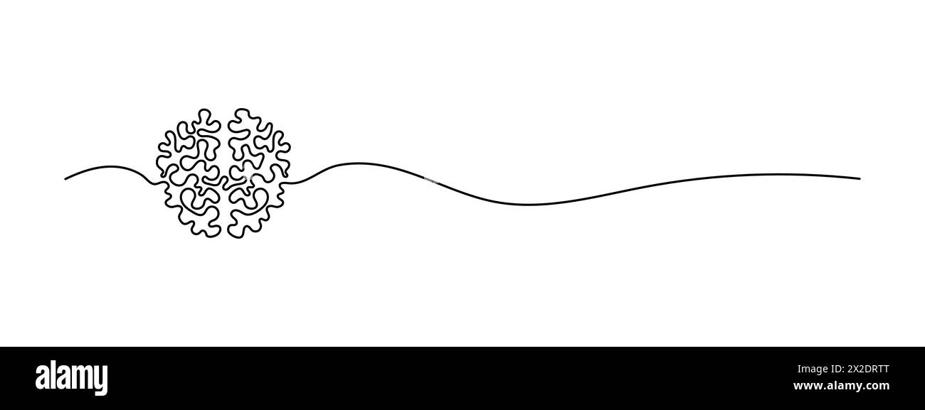 Human brain creativity vs logical chaos continuous line drawing concept ...