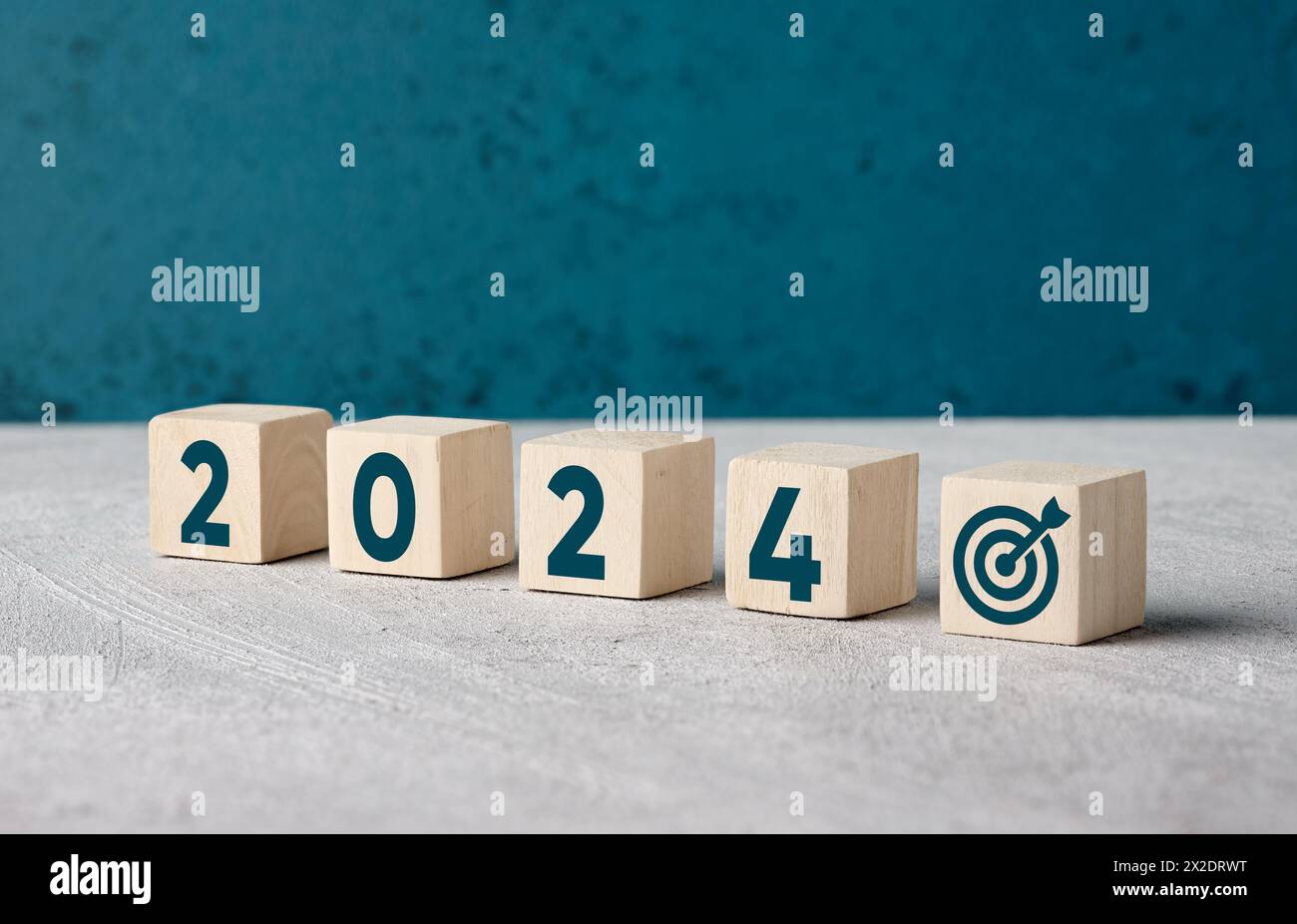 Business goal planning for the year 2024. Year 2024 with target symbol ...