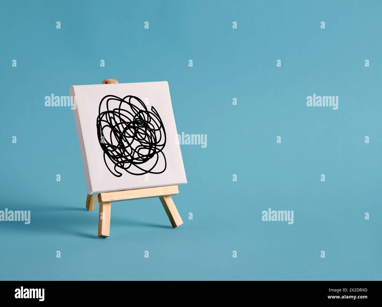 Mental confusion, doubt, chaos and frustration concept. A canvas with a ...