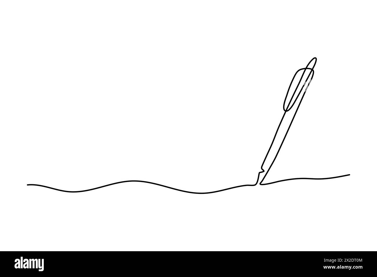 One continuous pen drawing of wave writing with thin stroke. Pencil ...