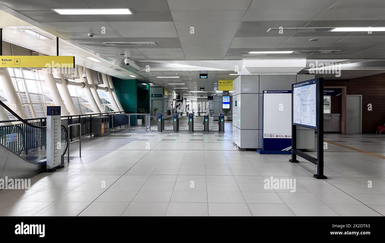 LRT Jakarta train station interior view. Indonesia public ...