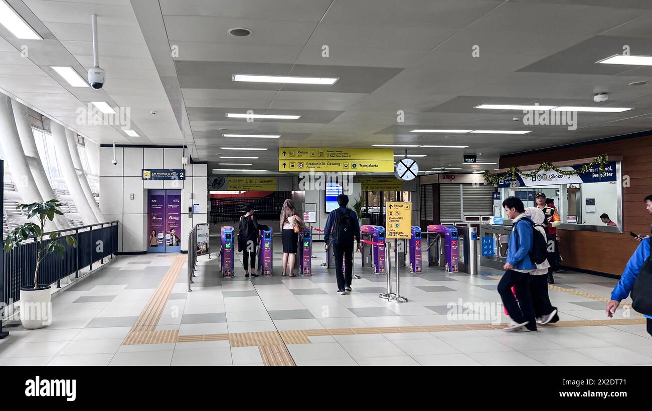LRT Jakarta train station interior view. Indonesia public ...