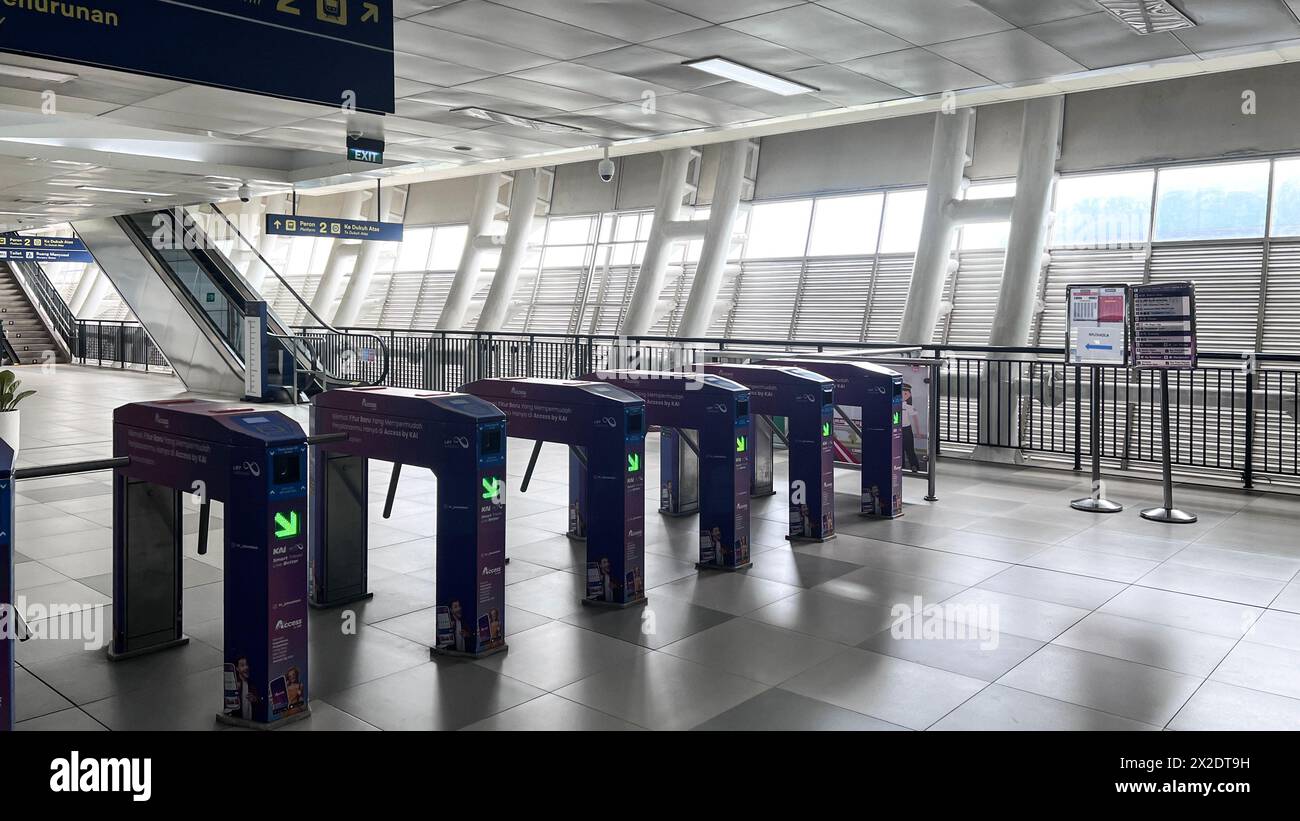 LRT Jakarta train station interior view. Indonesia public ...