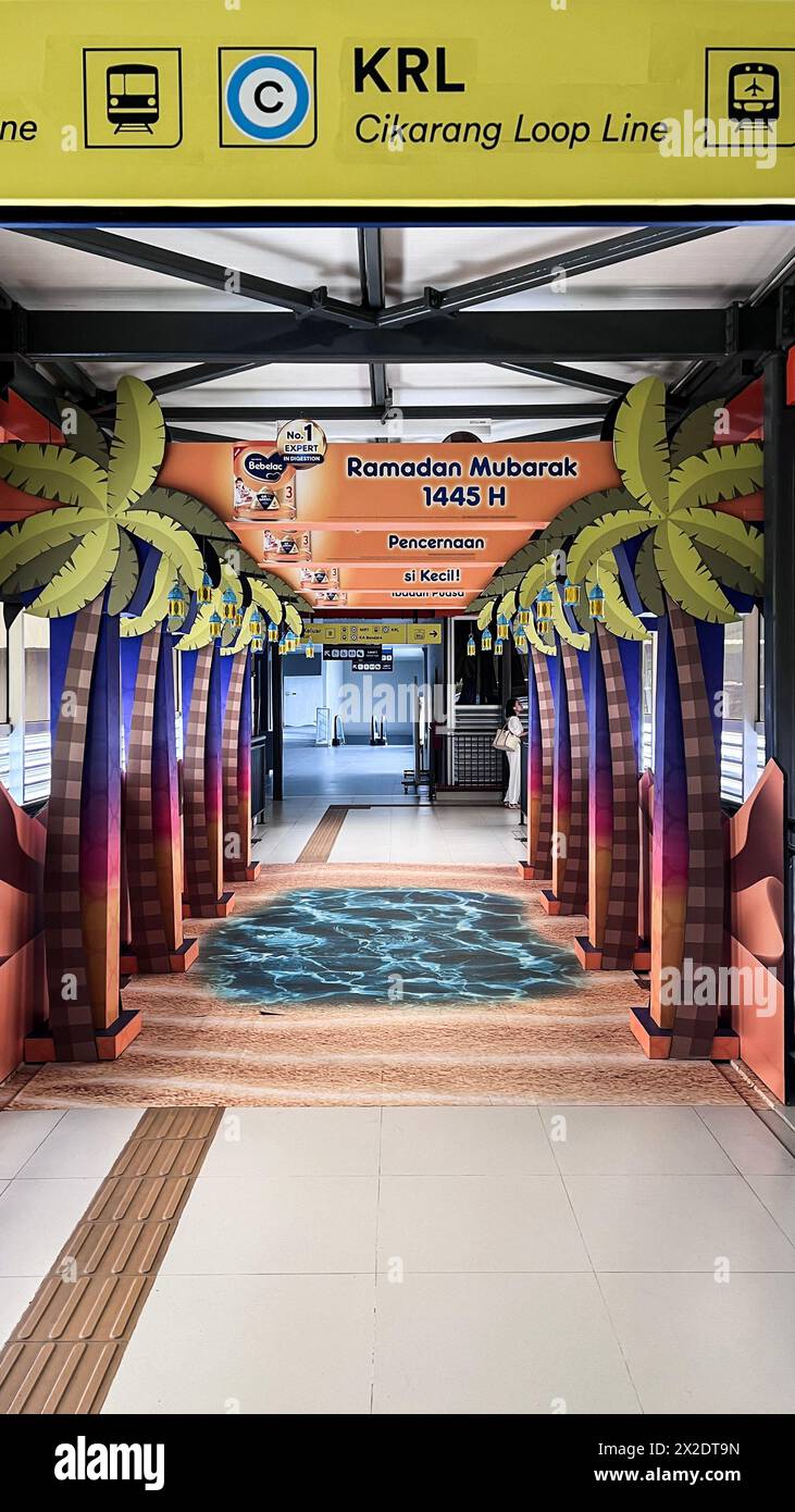 LRT Jakarta train station interior view. Indonesia public ...