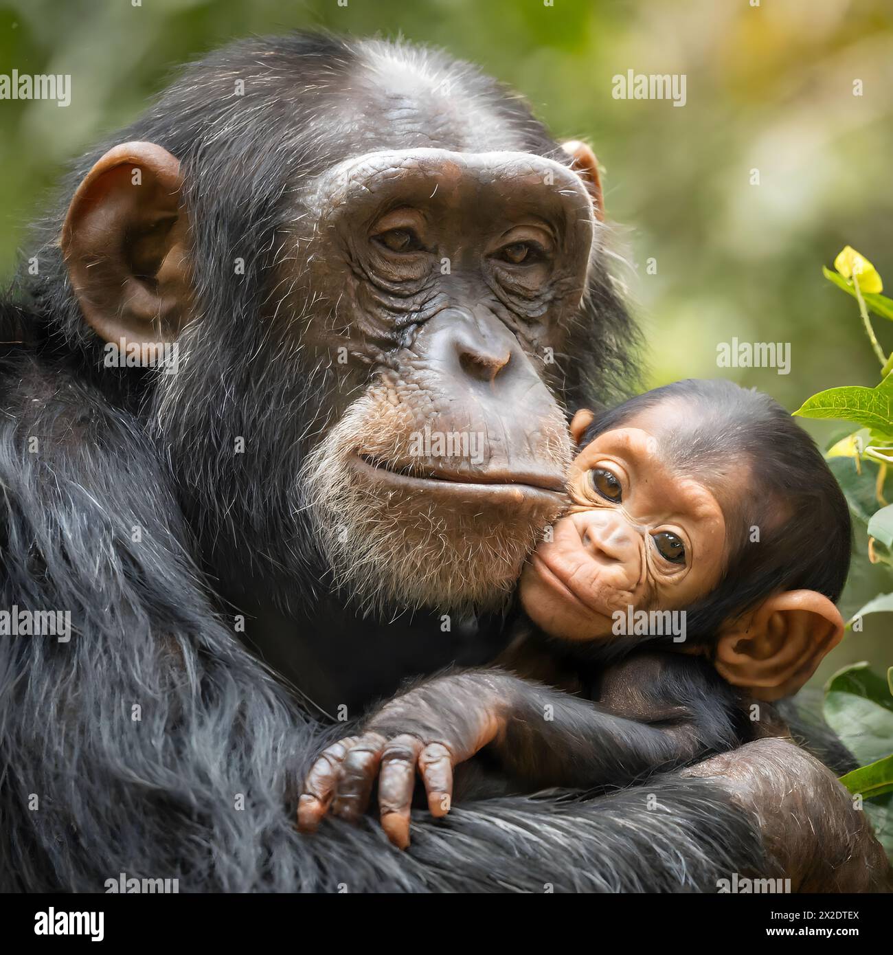 chimpanzee mother and child Stock Photo - Alamy