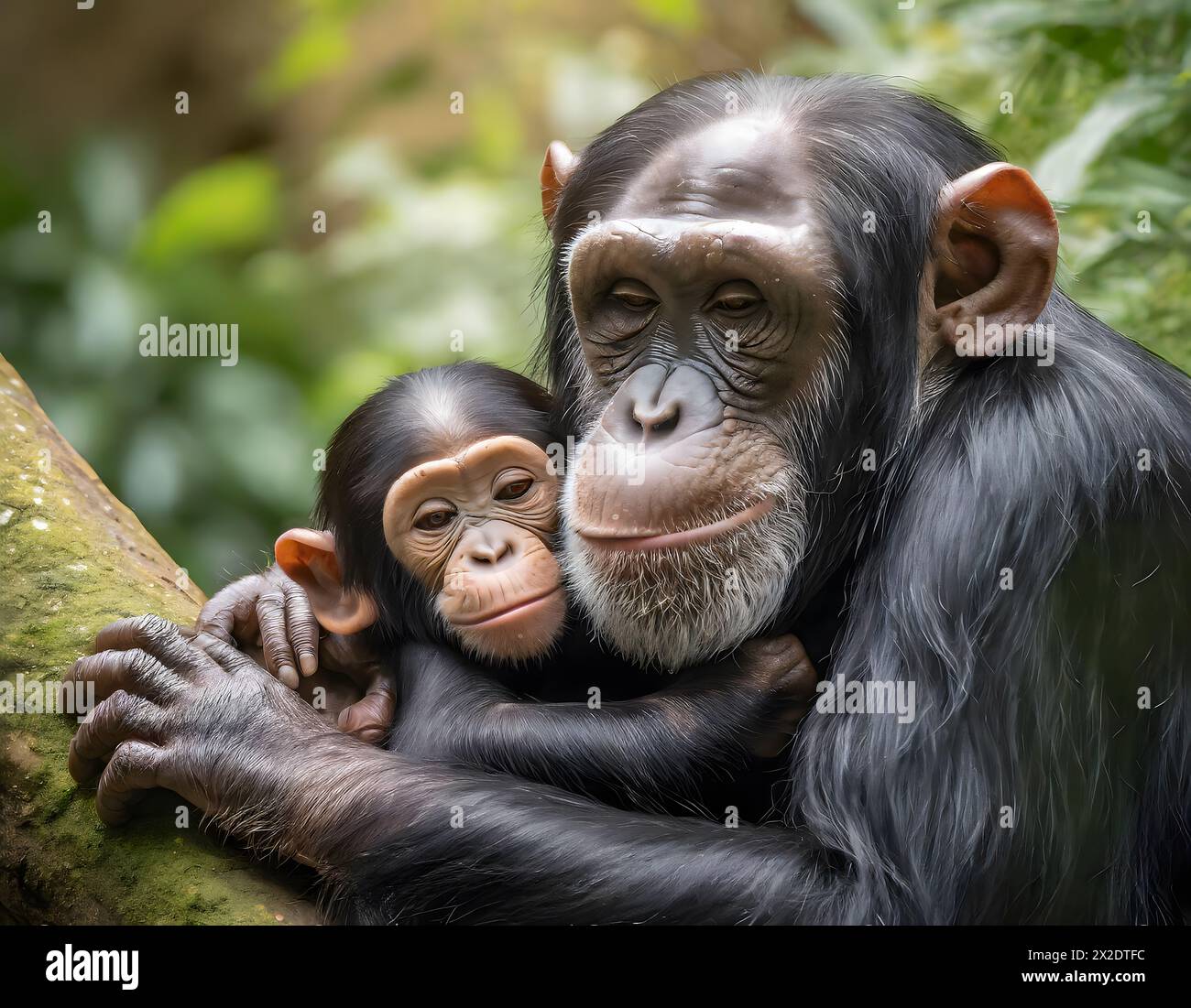 chimpanzee mother and child Stock Photo - Alamy