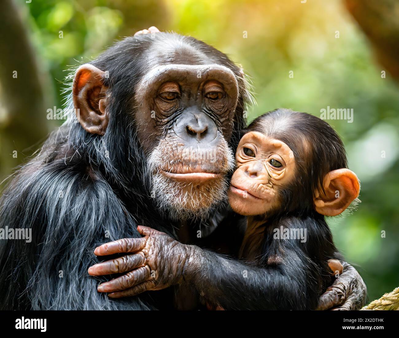 chimpanzee mother and child Stock Photo - Alamy