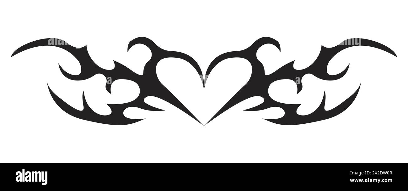 Neo tribal heart y2k aesthetic tattoo gothic cover, fire or wings ...