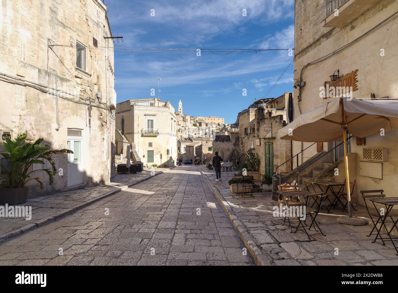 Street in Matera old town, Basilicata region, Italy. UNESCO World ...