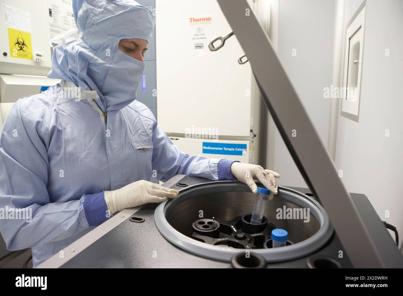Centrifuge. Production room, grade B. Clean room. Laboratory, Fundación ...
