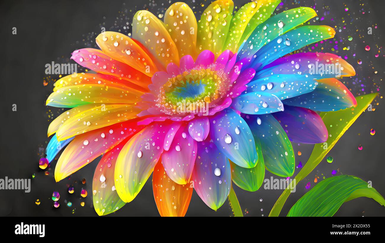 Flower with rainbow colors Stock Photo - Alamy