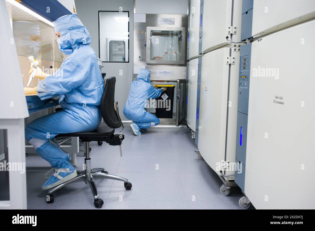 Clean room, manipulating samples, laminar flow cabinet ...