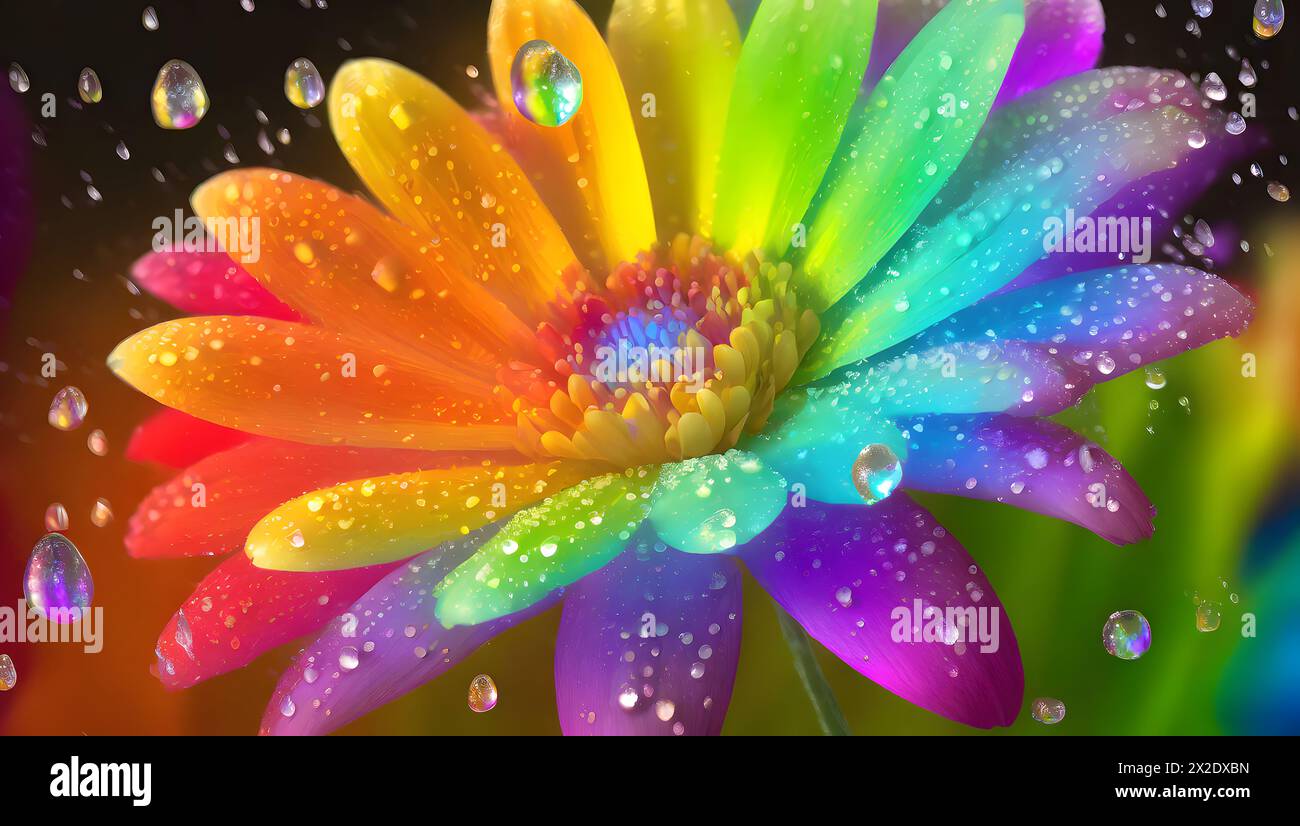 Flower with rainbow colors Stock Photo - Alamy