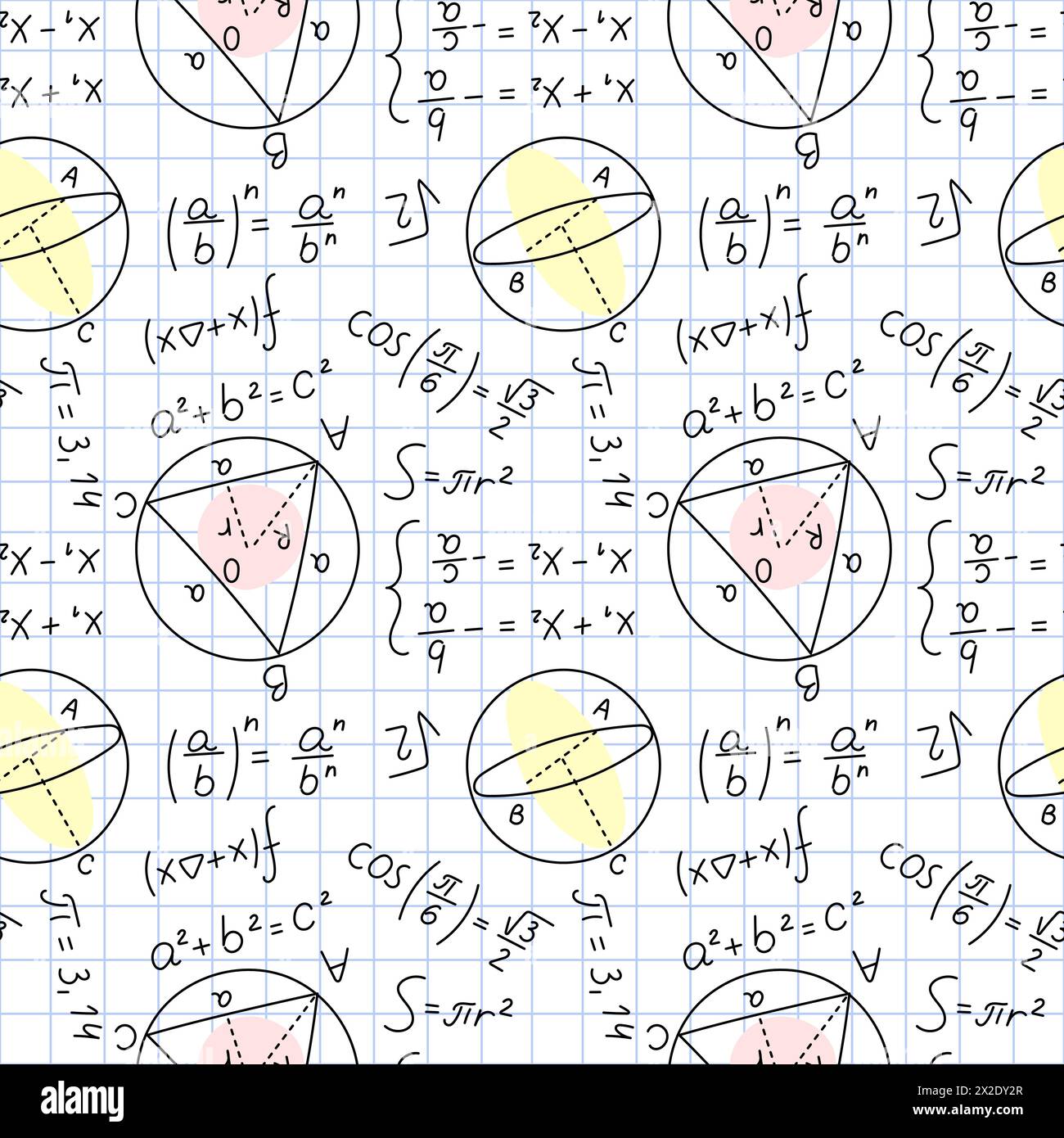 Seamless math formulas pattern. School equation solutions. Geometric ...