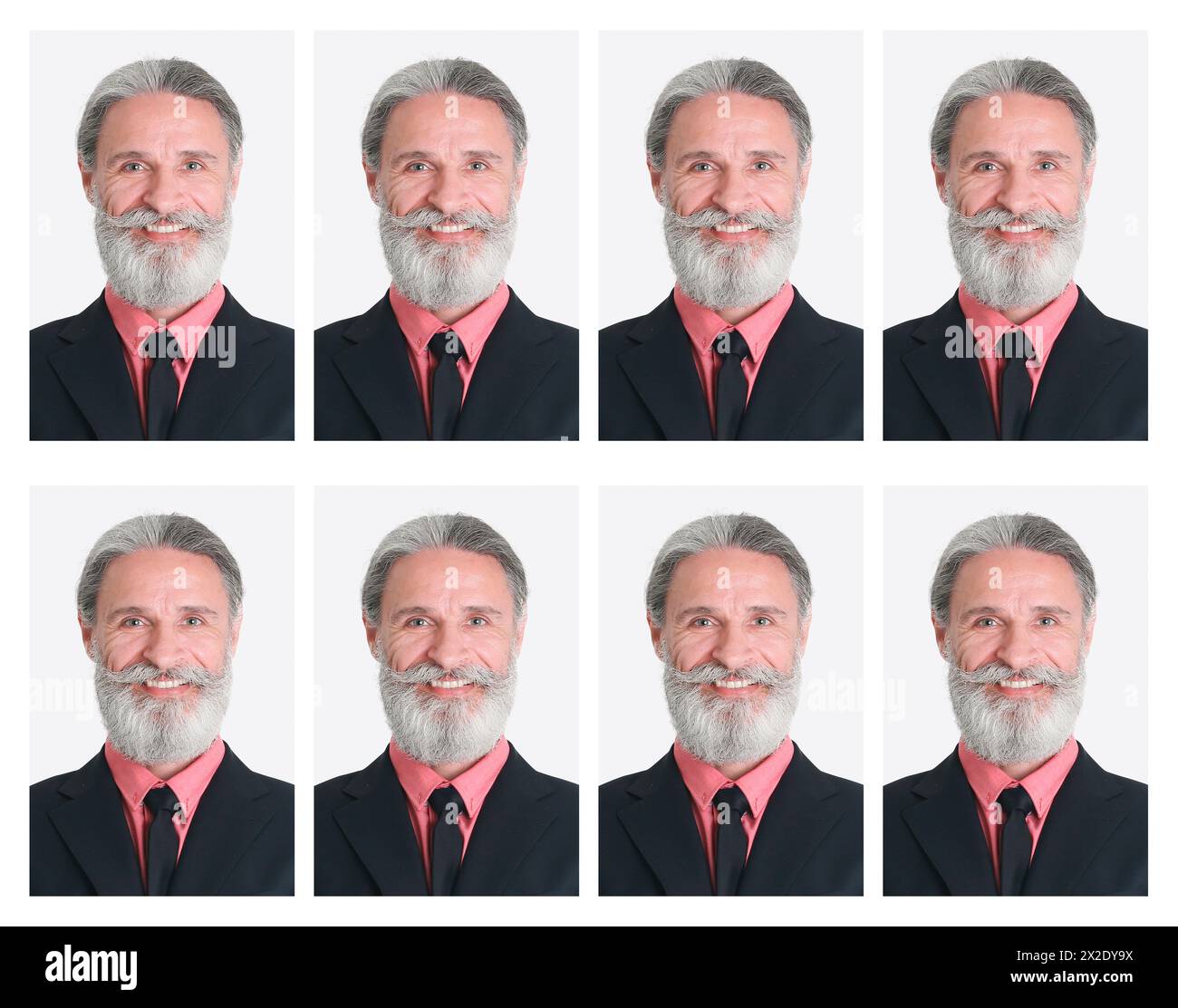 Passport photo, collage. Man on white background, set of photos Stock ...