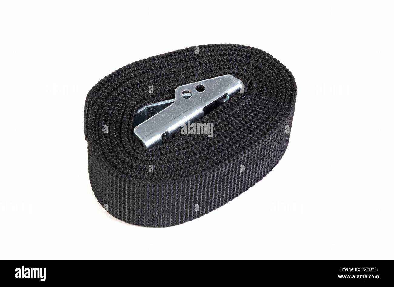 Black ratchet strap isolated on a white background Stock Photo - Alamy