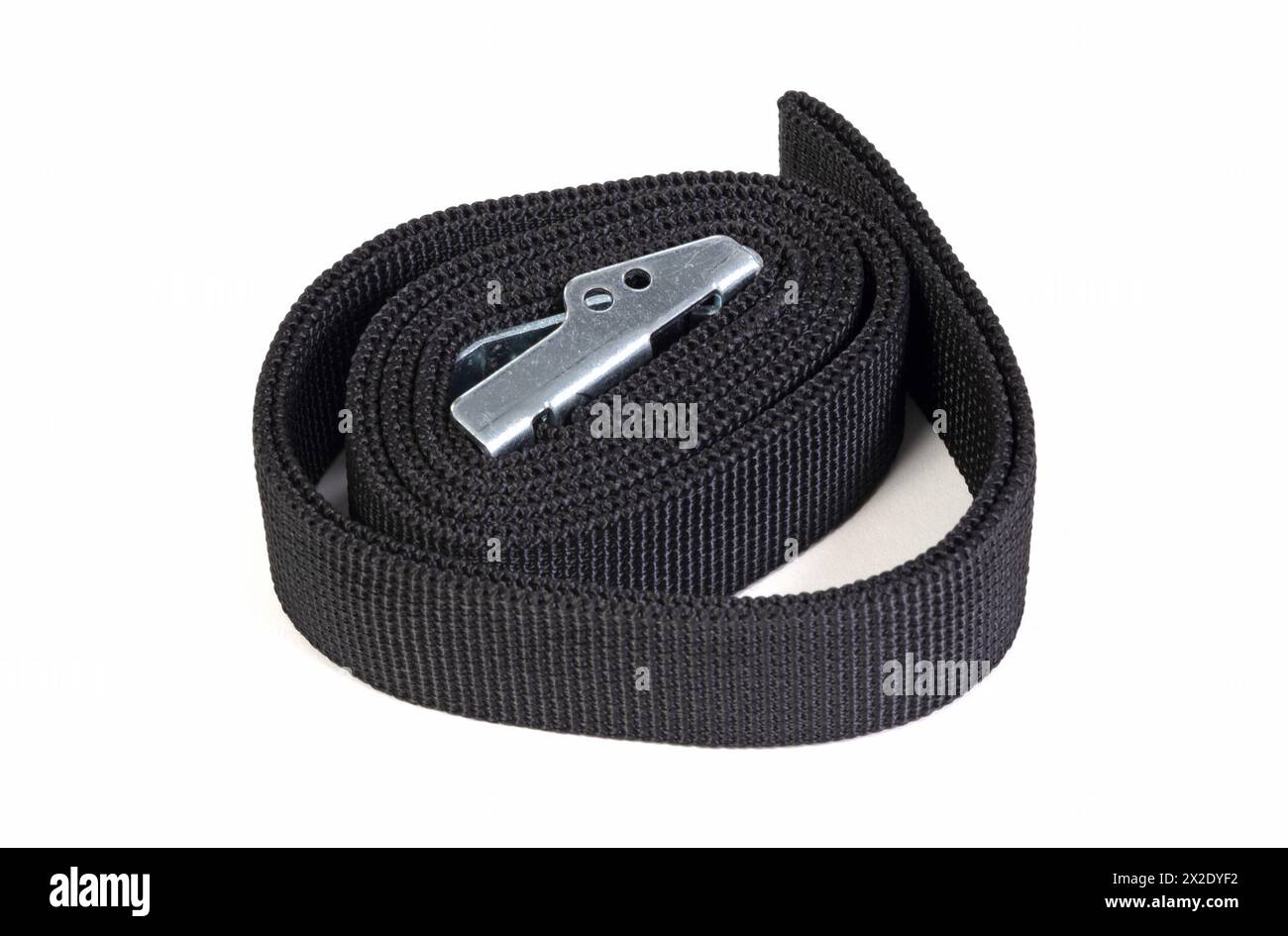 Black ratchet strap isolated on a white background Stock Photo - Alamy
