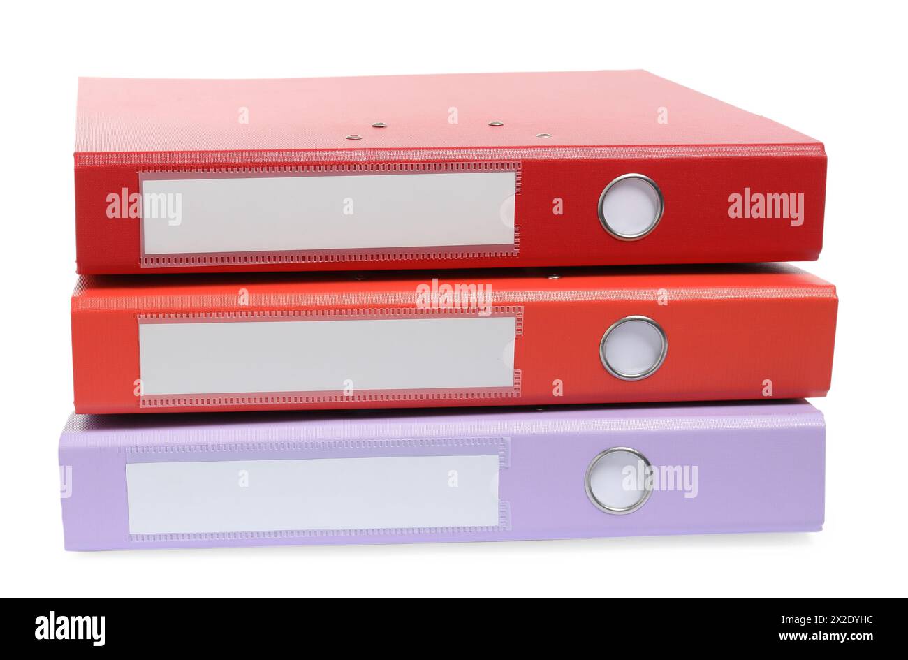 Many bright office folders isolated on white Stock Photo - Alamy