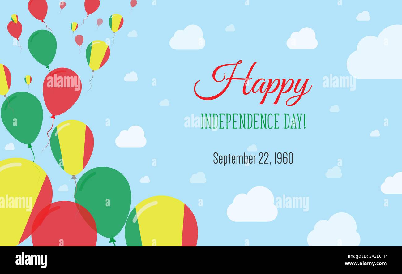 Mali Independence Day Sparkling Patriotic Poster. Row of Balloons in ...