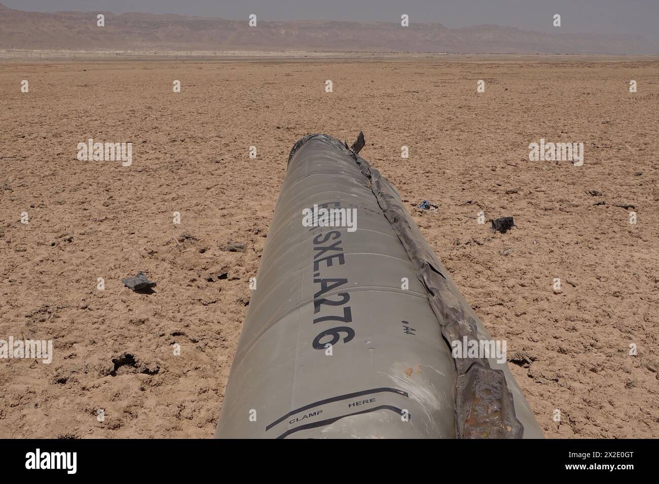The remains of an Iranian ballistic missile that was intercepted over ...