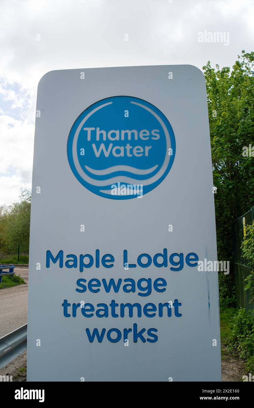 Rickmansworth, UK. 22nd April, 2024. The Thames Water Sewage Treatment ...