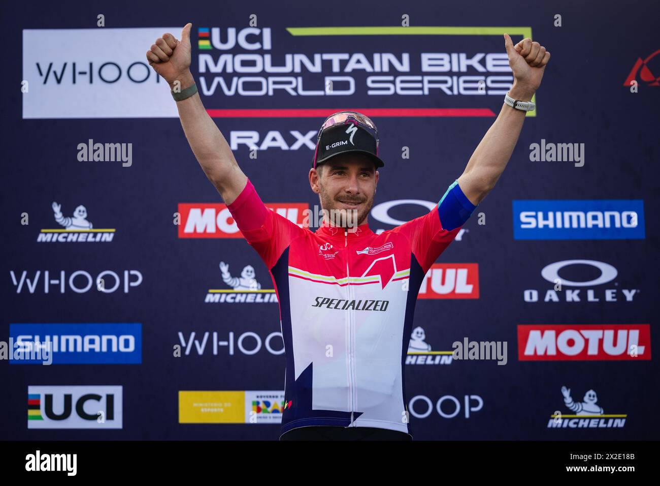 Victor Koretzky of France in the jersey of the leader of the UCI ...