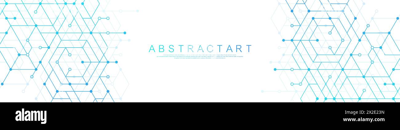 Technology abstract lines and dots connect background with hexagons. Hexagons connection digital ...