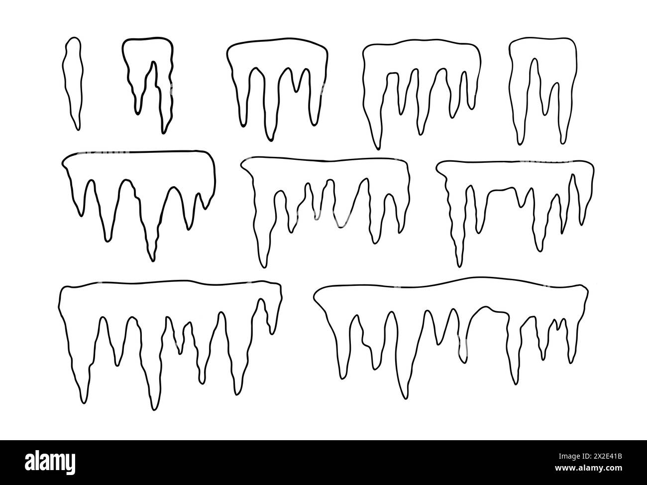 Set of icicles icon outline style. Weather symbol. Vector illustration ...