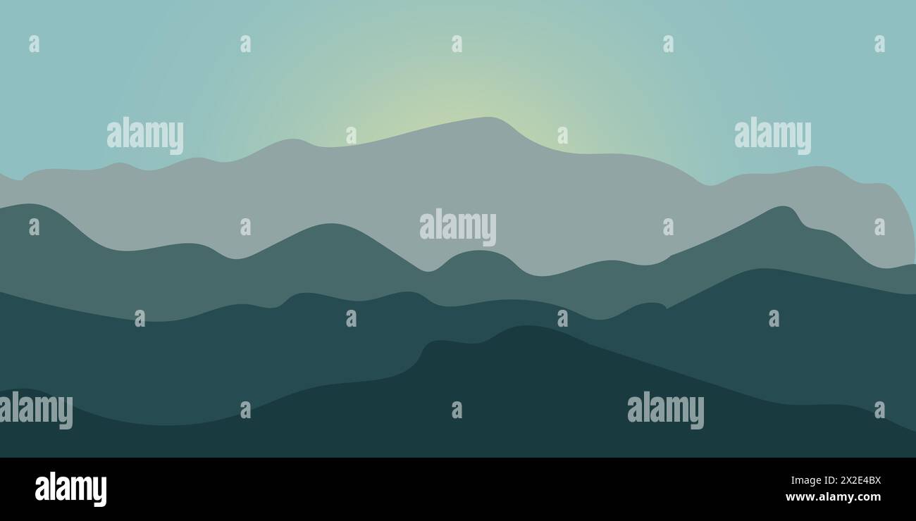 Mountain Vector Art. Sun is behind the mountains. Background for ...