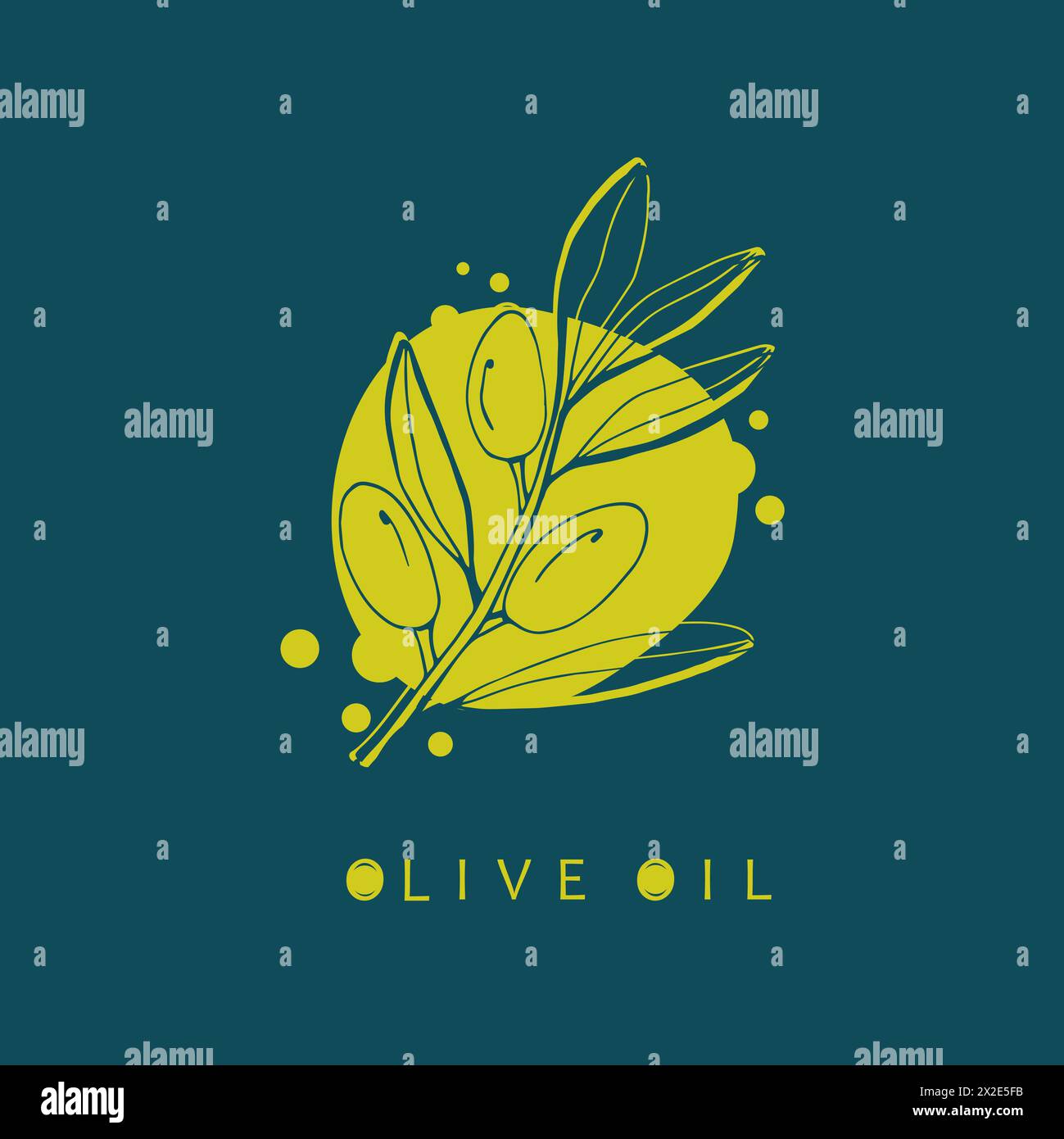 Olive Branch in Modern Minimal Liner Style. Vector Floral template ...