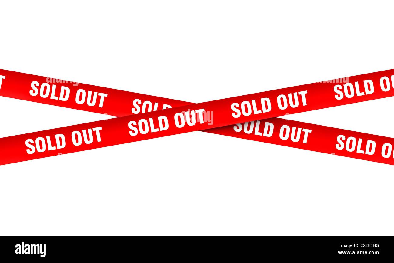 Red sold out tape crossed on white background 3d render Stock Photo - Alamy