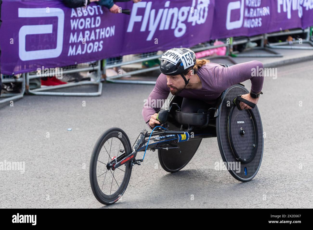 Jake Lappin competing in the TCS London Marathon 2024 passing through ...