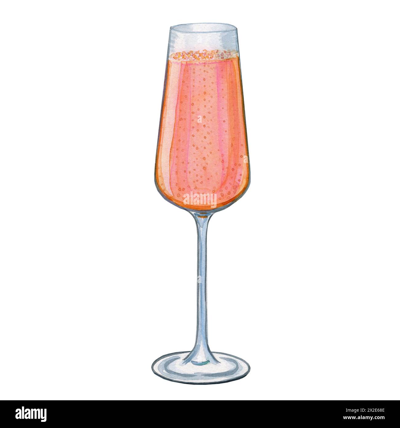 Glass of champagne watercolor illustration. Hand drawn image of a ...