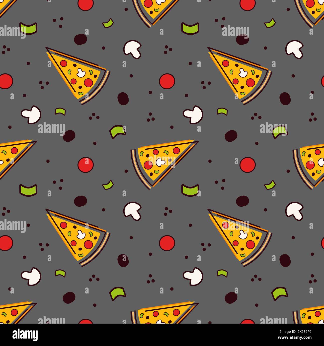 Pizza seamless pattern. For packaging, menu design, interior decorating ...