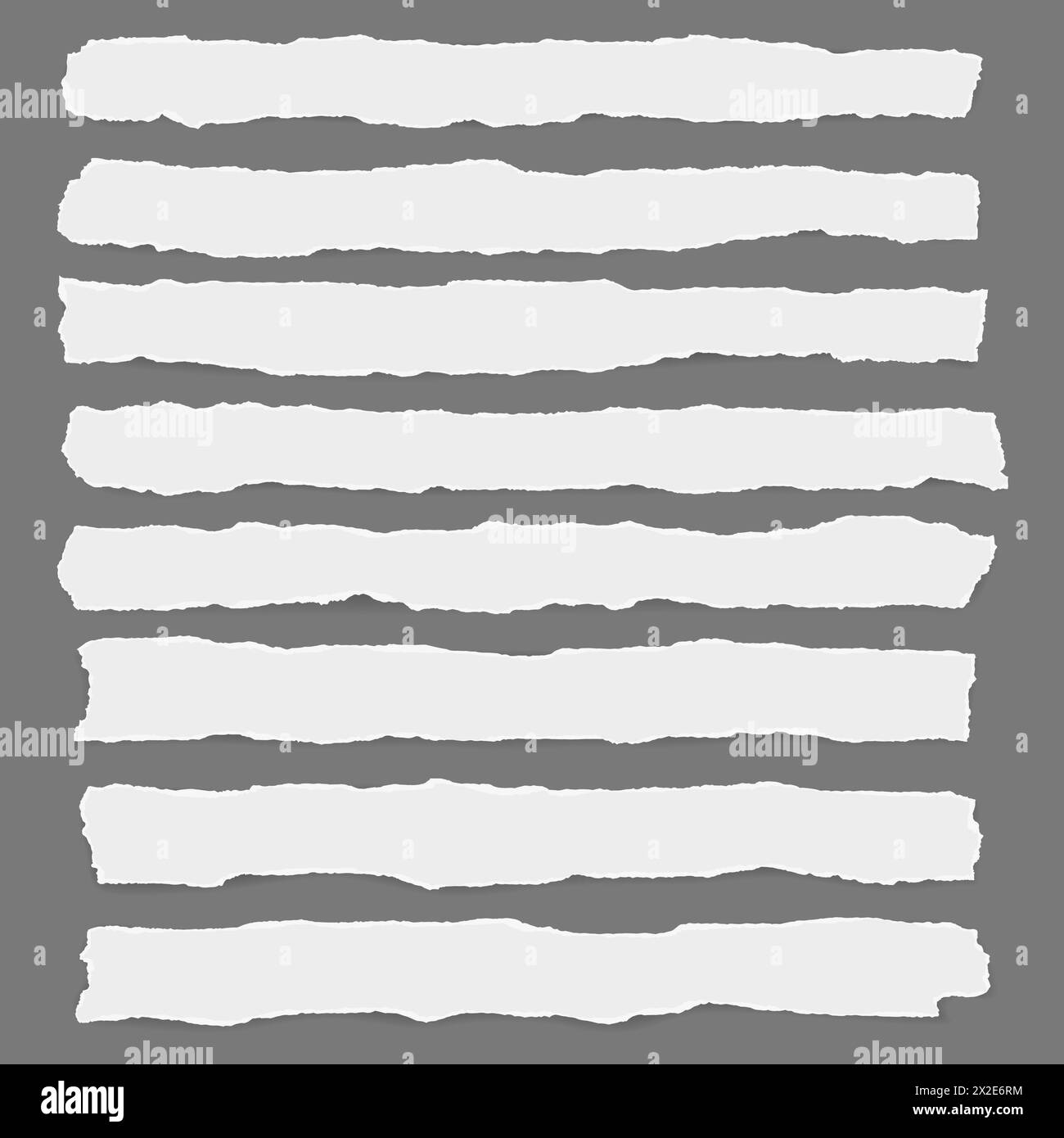 Set of torn white note paper pieces stuck on dark grey background for ...