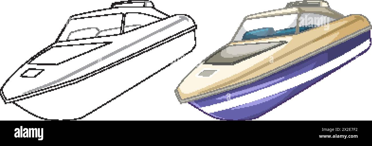 Vector illustration of a speedboat, outlined and colored Stock Vector ...