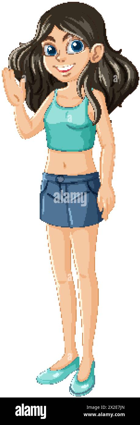 Vector illustration of a smiling girl waving Stock Vector Image & Art ...