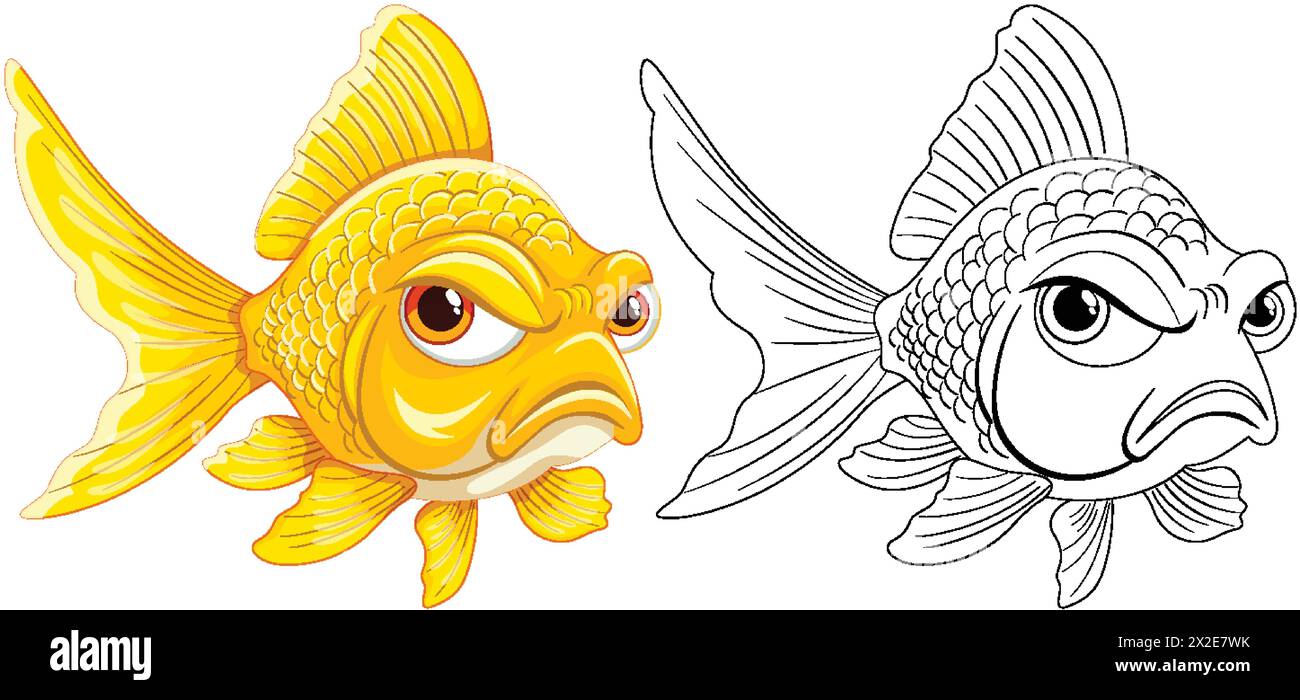 Two cartoon fish with expressive grumpy faces Stock Vector Image & Art ...