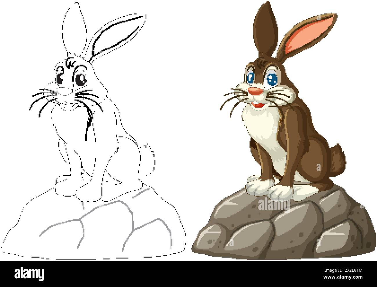 Vector illustration of a rabbit on a stone Stock Vector Image & Art - Alamy