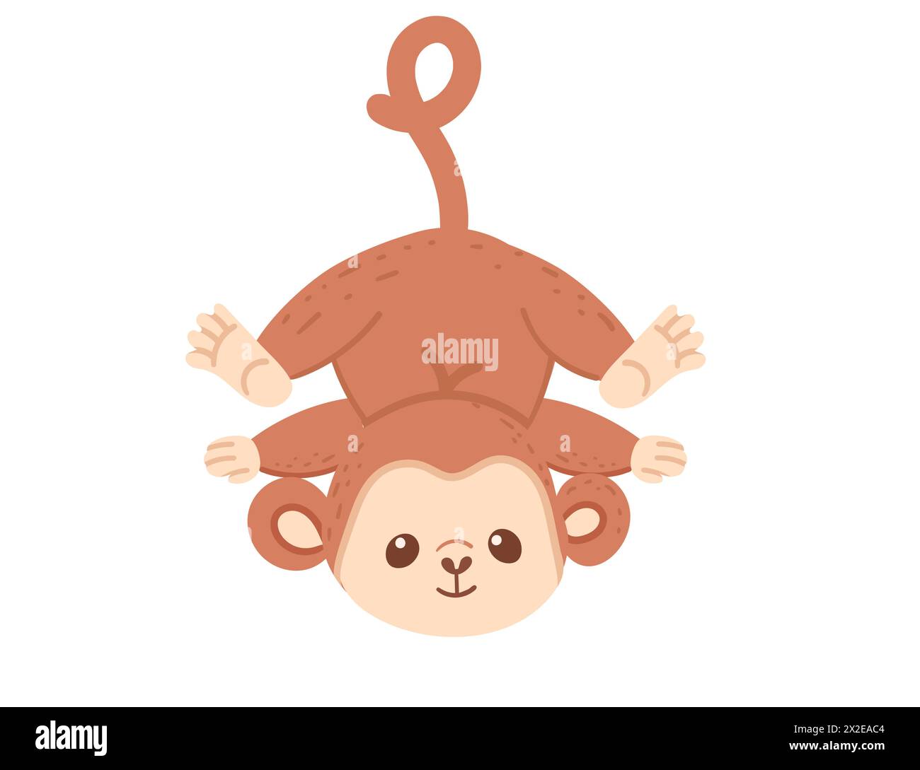 Cute small monkey hanging on his tail cartoon animal design vector ...