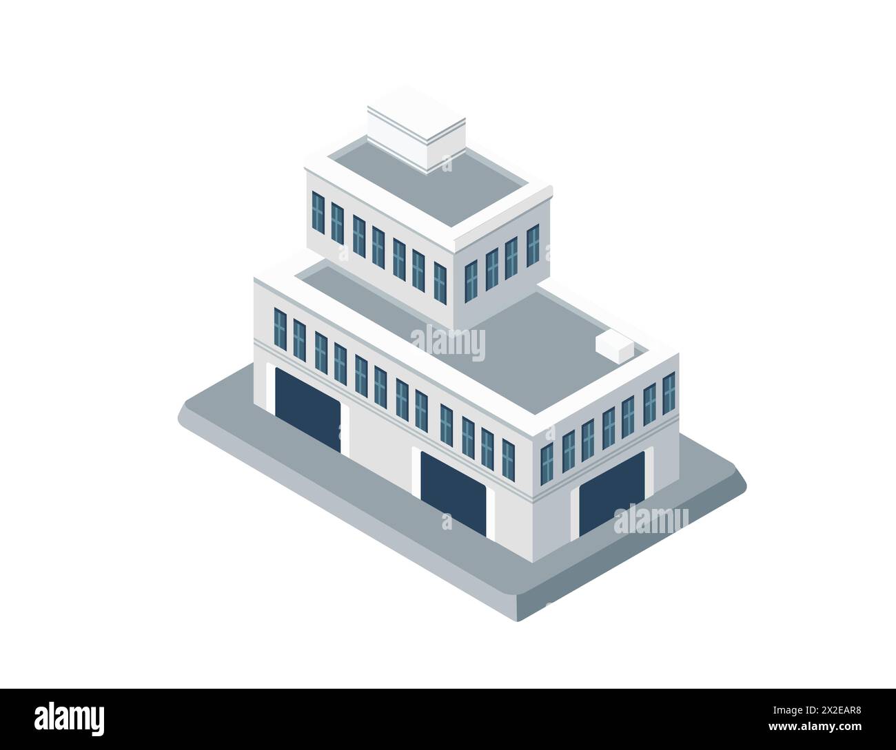 Harbor warehouse building with gates vector illustration isolated on ...